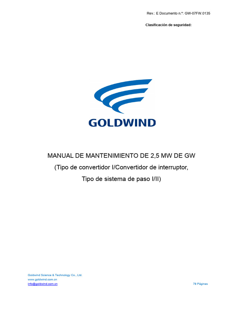 GW-07FW.0135 GW 2.5MW MAINTENANCE MANUAL（Converter type I、Switch Converter、Pitch system type I ...