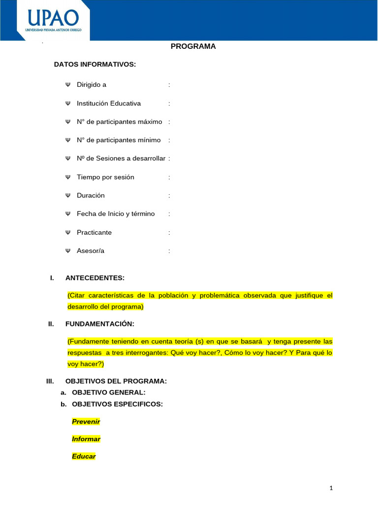 Copia de FORMATO DE PROGRAMAS | PDF | Modificación de comportamiento ...