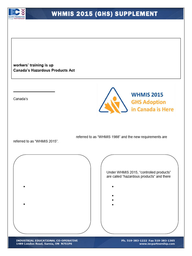 Mod05 - WHMIS 2015 Supplement | PDF | Occupational Safety And Health ...