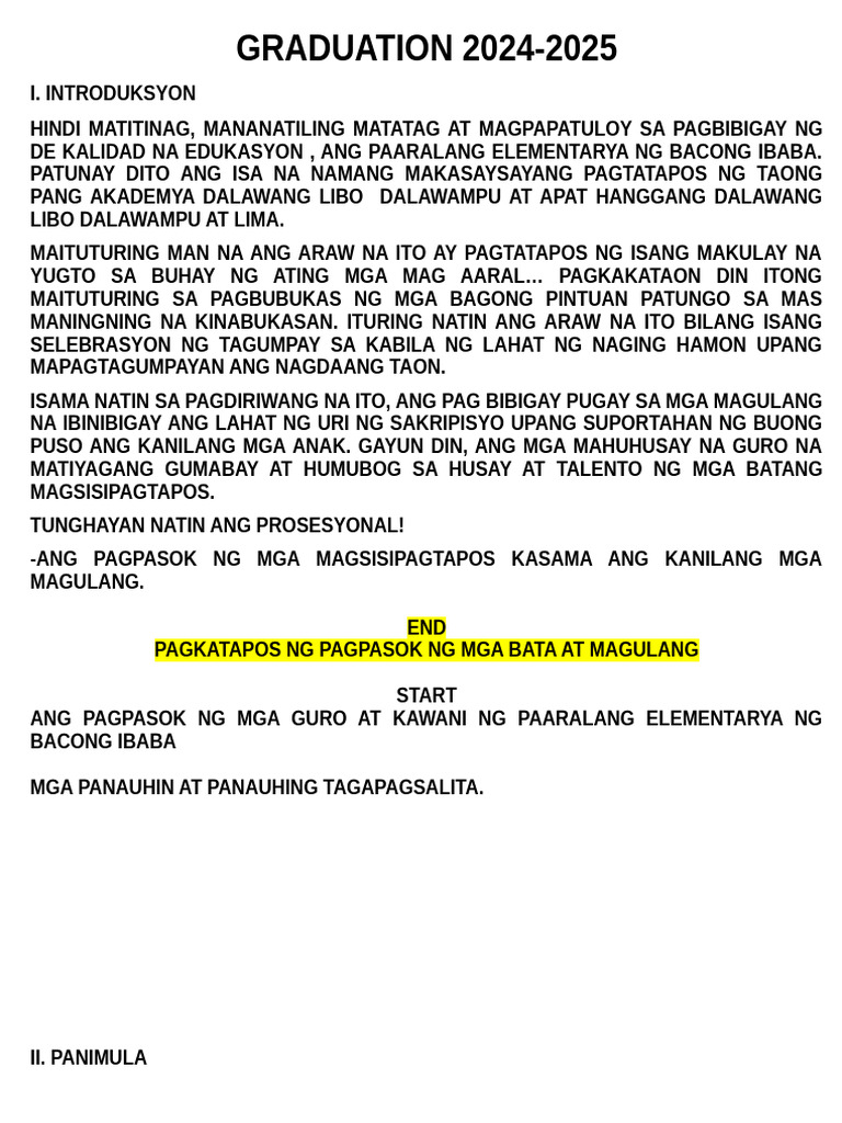 Script Graduation 2023-2024 | PDF