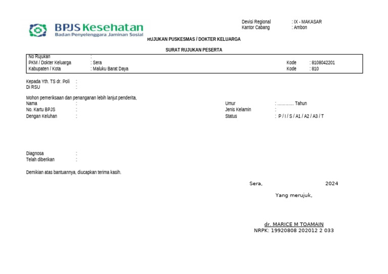 Blanko Rujukan BPJS | PDF