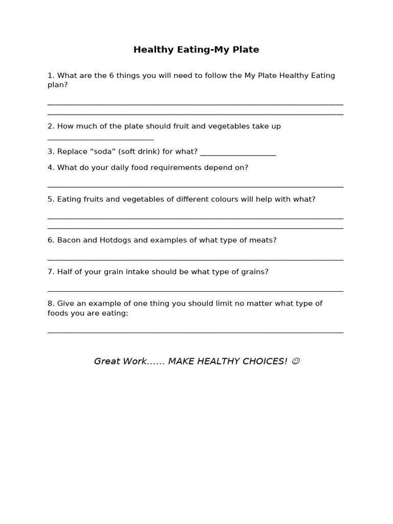 USDA My Plate-Healthy Eating Video Questions | PDF