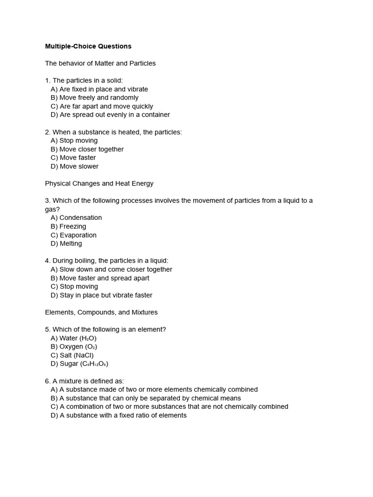 Year 8 Biology Assessment Questions | PDF | Cell (Biology) | Chemical ...