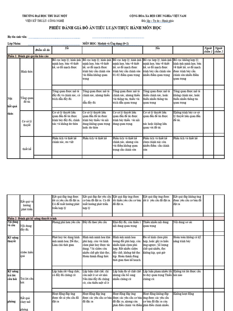 Rubrick - MAtlab Va UD (0+2) | PDF