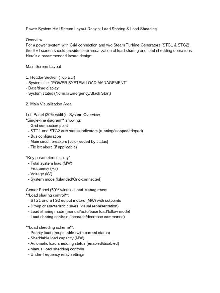 HMI Load sharing and Shedding details | PDF | Electrical Grid ...