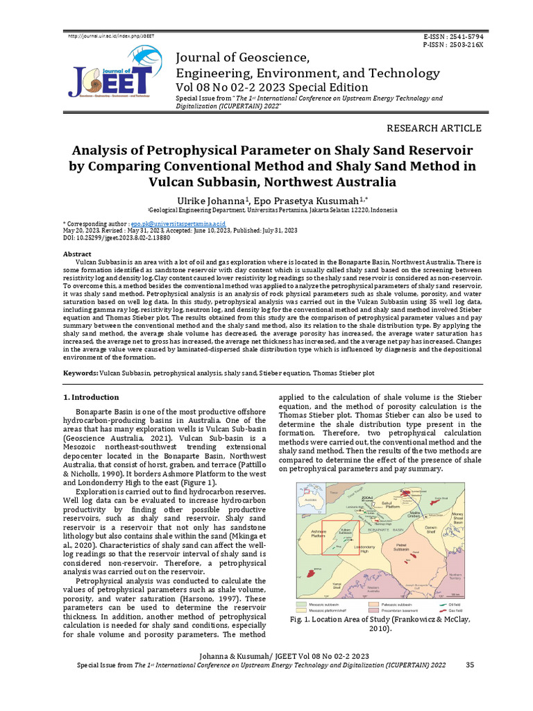 Analysis of Petrophysical Parameter On Shaly Sand | PDF | Porosity | Shale