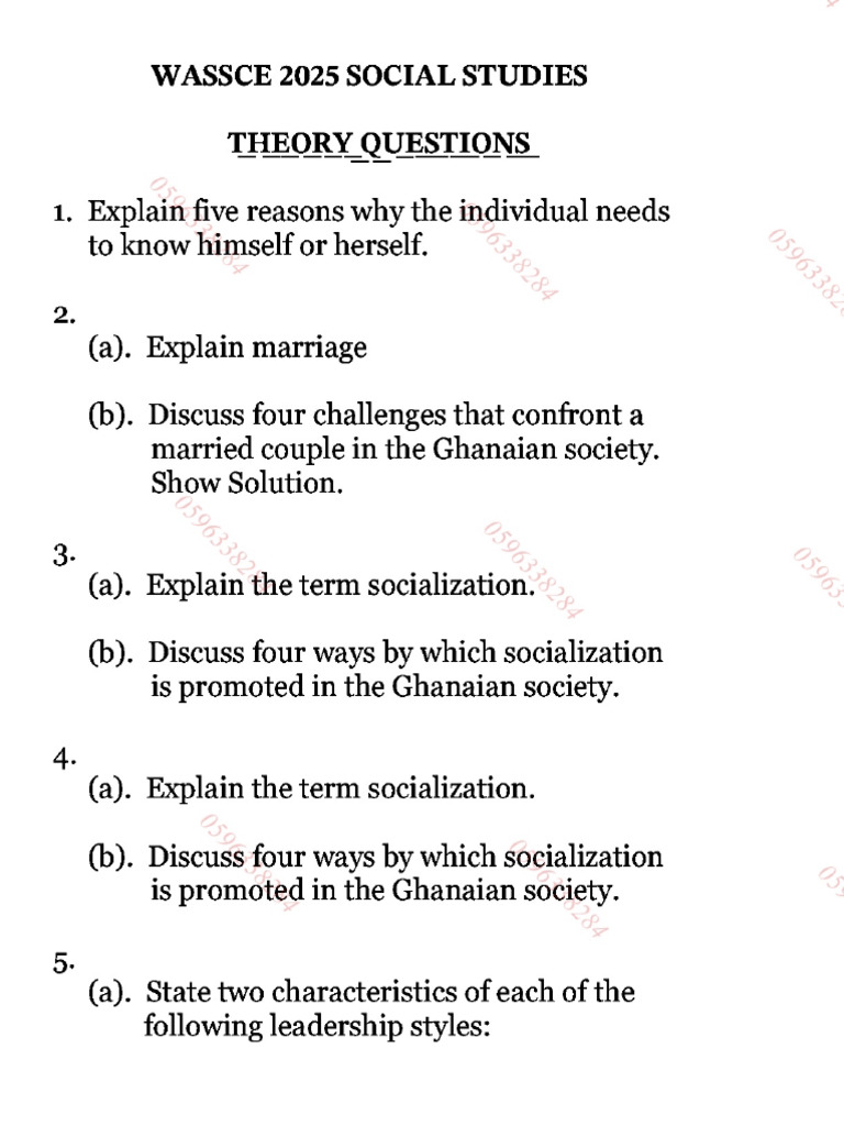 Wassce 2025-Social Studies-Likely Ques | PDF