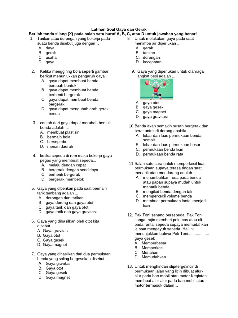 Latihan Soal Gaya dan Gerak Siswa | PDF
