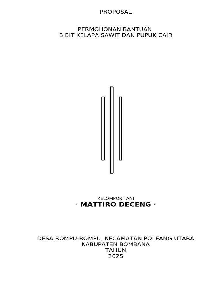 Proposal Bibit Kelapa Sawit Kelompok Mattiro Deceng | PDF