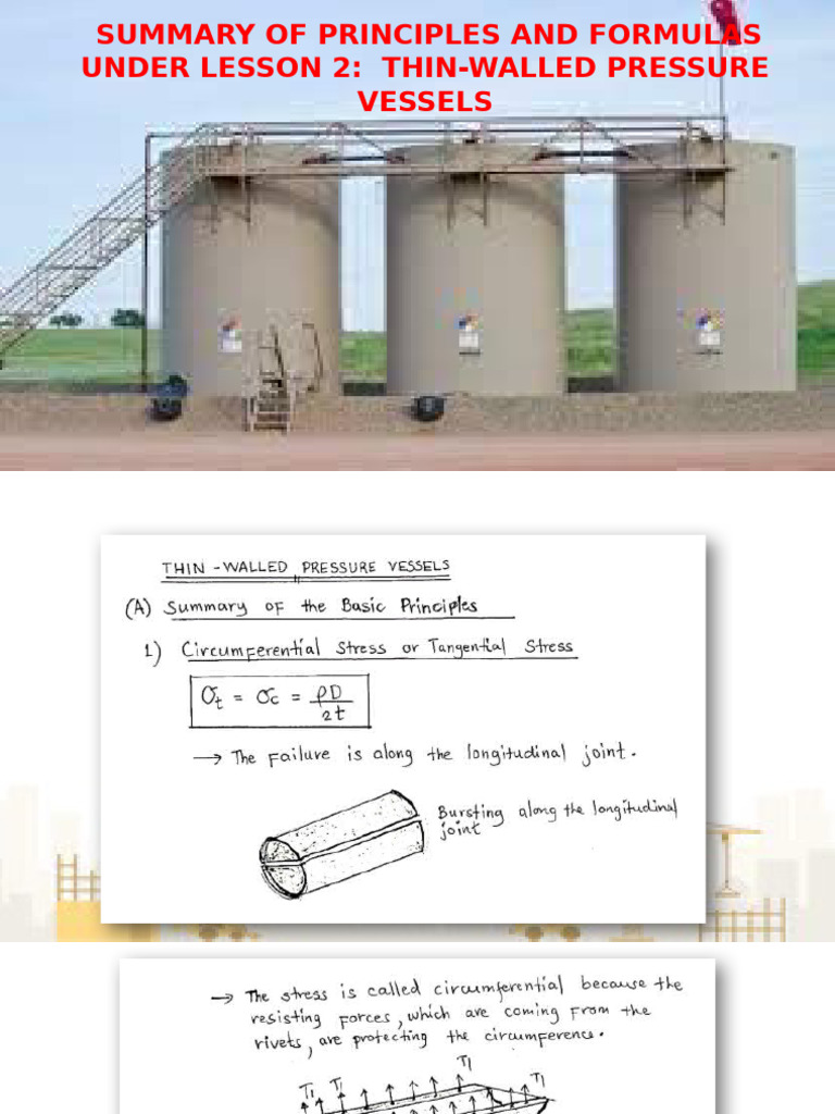 7 EMech 3 Summary of Principles and Formulas Under Lesson 2 Thin Walled Pressure Vessels | PDF