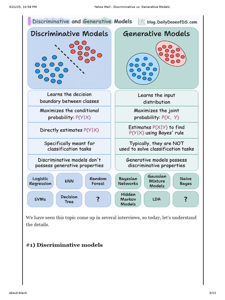 Discriminative vs. Generative Models | PDF | Probability Theory | Multivariate Statistics