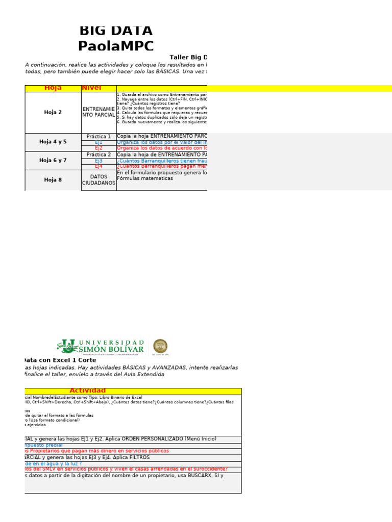 Taller Big Data | PDF | Microsoft Excel