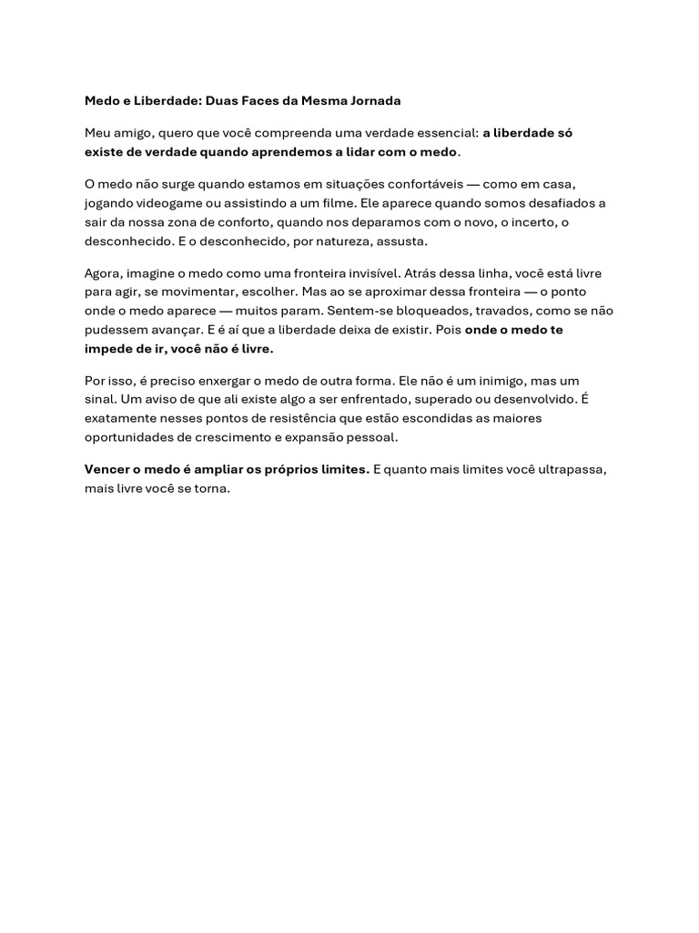 Medo como Caminho para a Liberdade | PDF