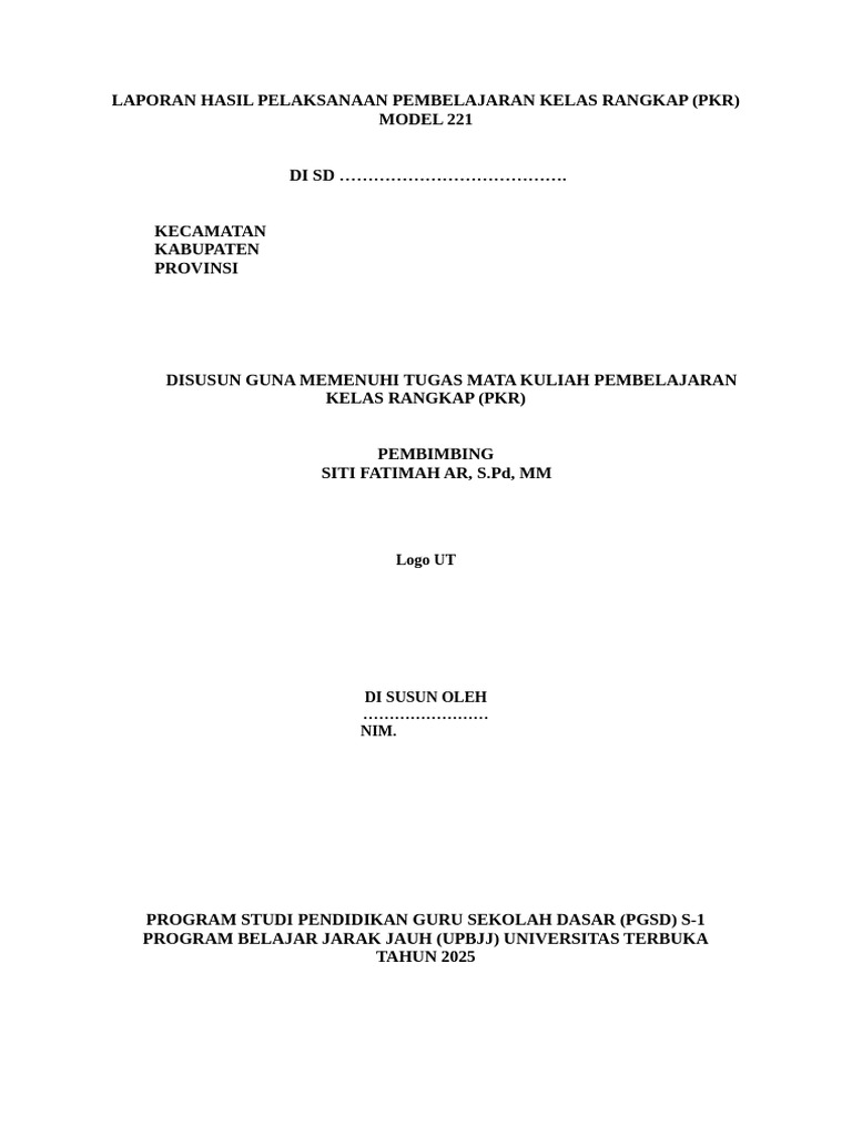 Laporan Hasil Pelaksanaan Pembelajaran Kelas Rangkap 2025.1 | PDF