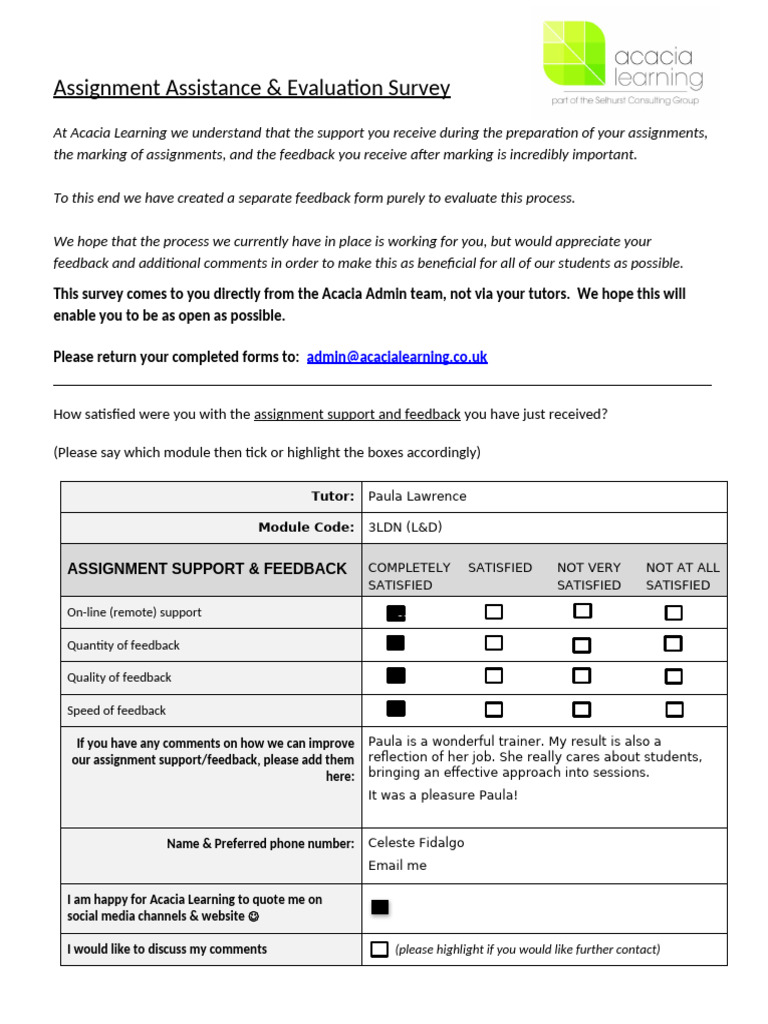 2 - ASSIGNMENT FEEDBACK - FORM - Final | PDF