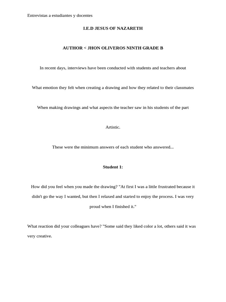 Articulo de Ingles - Entrevista de Ingles | PDF | Apocalypticists ...