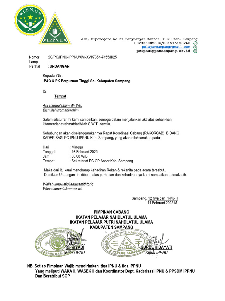 UNDANGAN RAKOR (1) | PDF