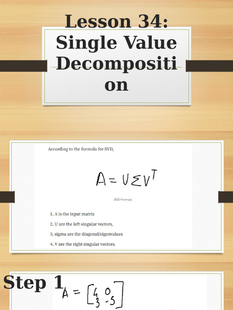 Lesson 34 Single Value Decomposition | PDF