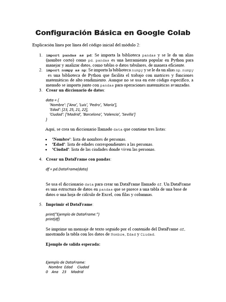 Configuración Básica en Google Colab | PDF