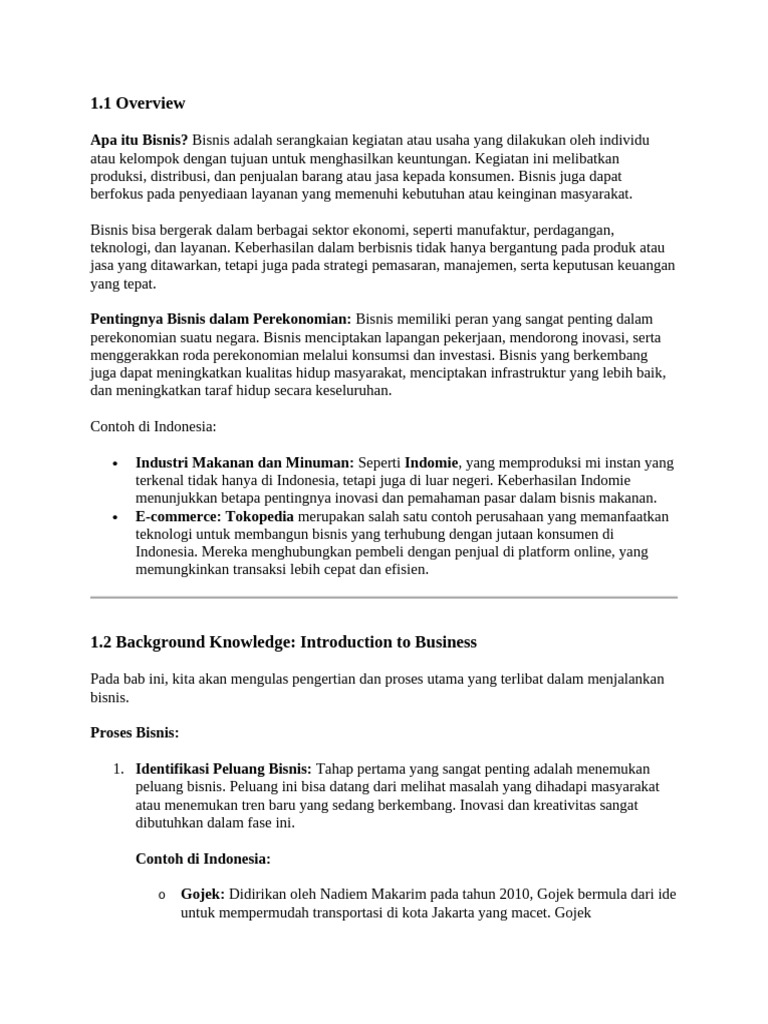 1.1 Overview: Apa Itu Bisnis? | PDF