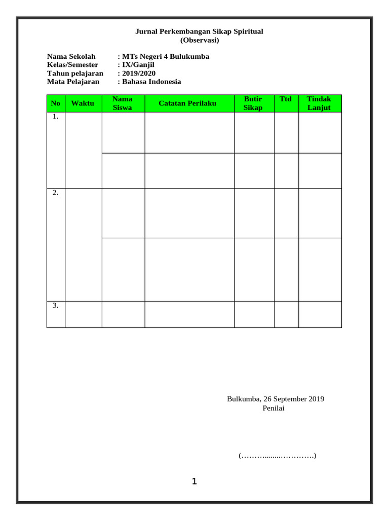LAMPIRAN PENILAIAN | PDF
