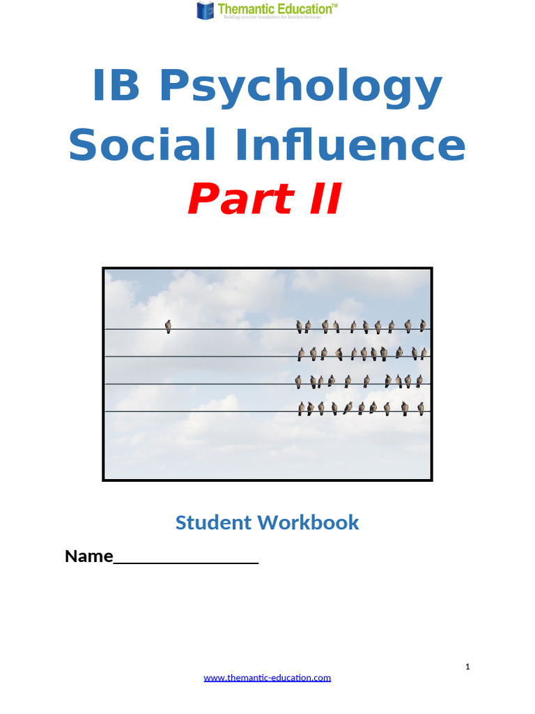Social Influence Part II Student Workbook 2024-2025 1 | PDF | Schema ...