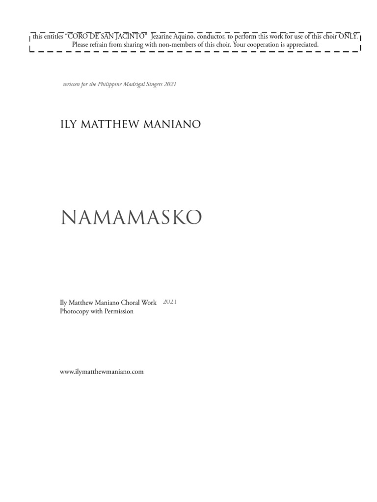 Namamasko For CSJ | PDF