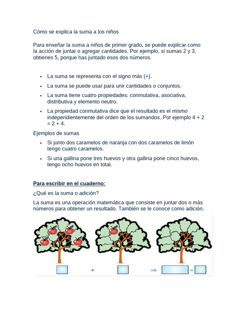 Como Se Explica La Suma A Niños | PDF
