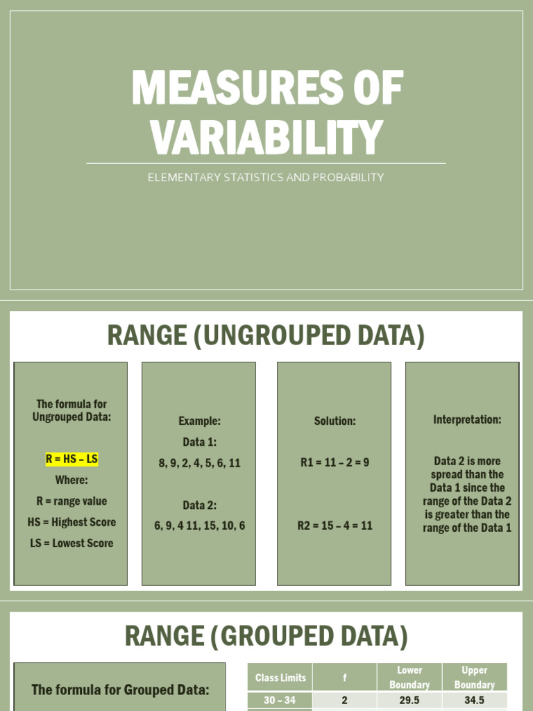 Measures of Variability | PDF | Variance | Standard Deviation