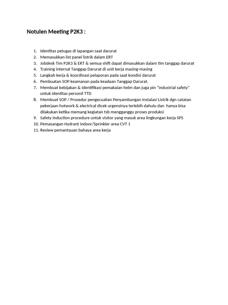 Notulen Meeting P2K3 23 Nov 2024 | PDF