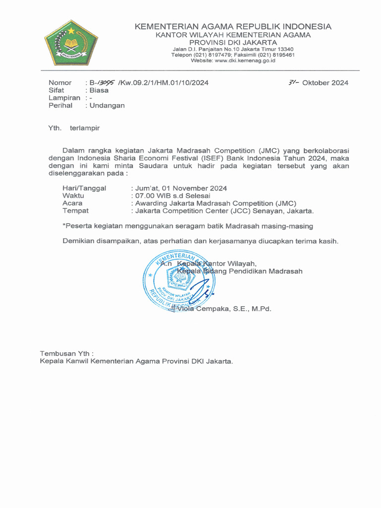 Undangan Awarding JMC Tahun 2024 | PDF