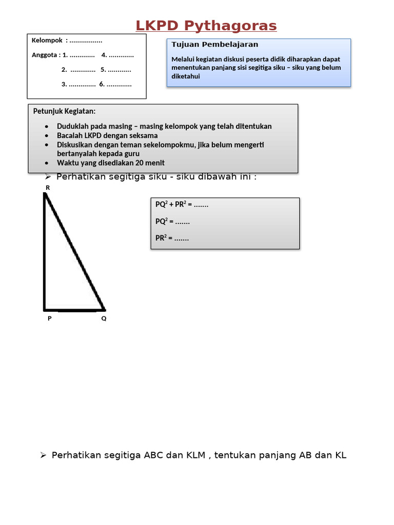 LKPD Pythagoras Segitiga | PDF