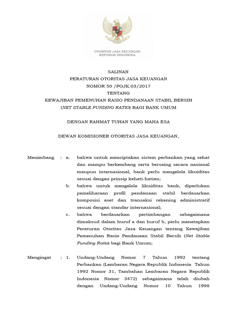 Kewajiban NSFR untuk Bank Umum | PDF