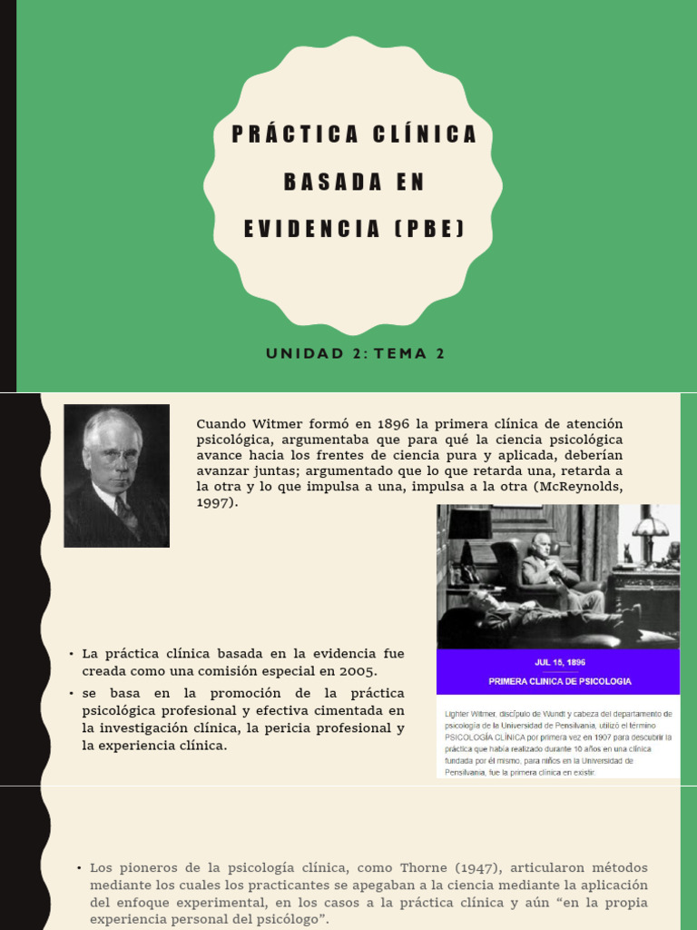 Práctica Clínica Basada en Evidencia (Pbe) : Unidad 2:tema 2 | PDF | Sicología | Psicoterapia