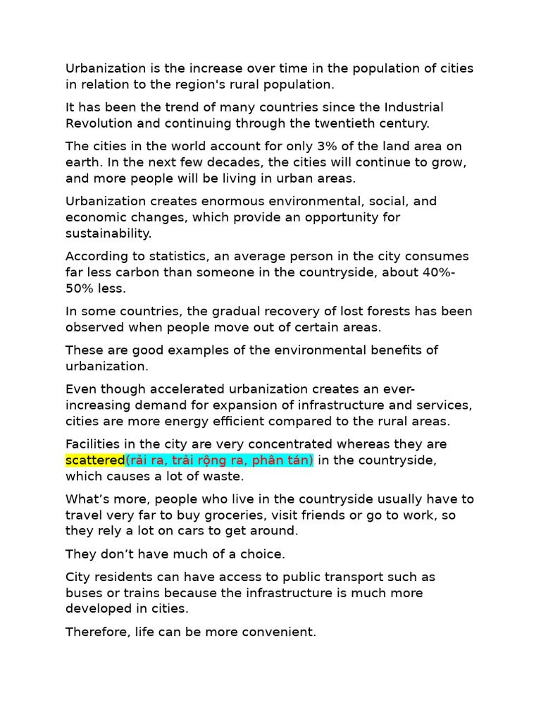 Urbanization Is The Increase Over Time in The Population of Cities in ...