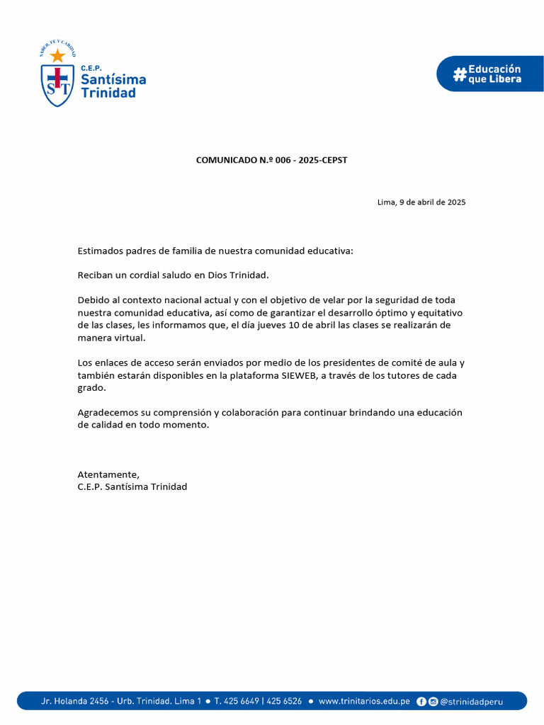 Comunicado N. 006 - 2025-Cepst | PDF