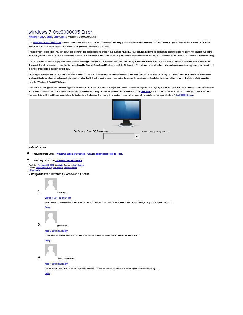 Fixing Windows 7 0xc0000005 Error | PDF | Spyware | Teachers