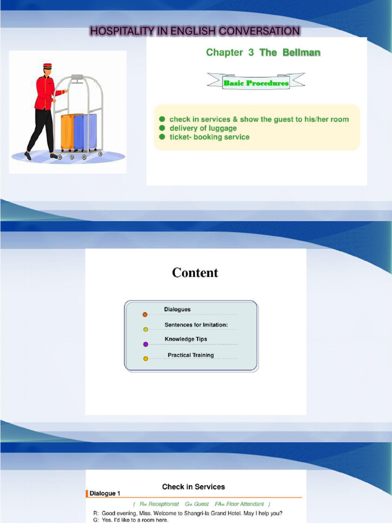 Chapter (3) Hotel English Conversation | PDF