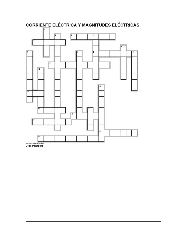 Crucigrama Corriente Electrica | PDF
