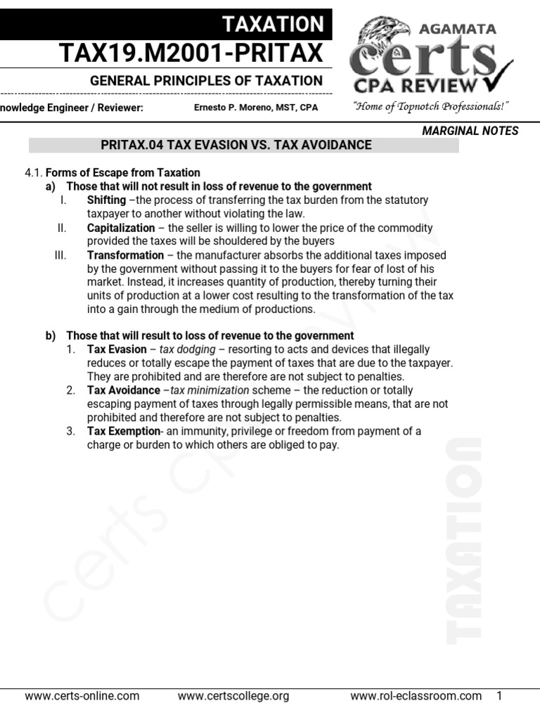 (7) TAX EVASION VS TAX AVOIDANCE | PDF | Taxes | Double Taxation