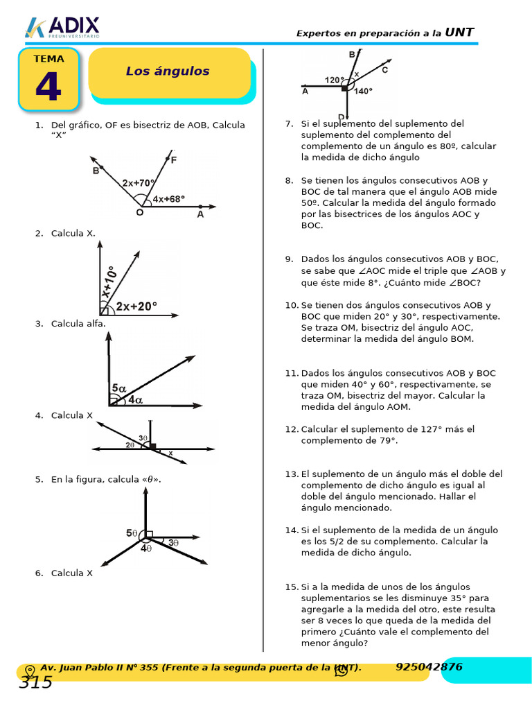 Cálculo de ángulos consecutivos | PDF | Ángulo | Geometría Elemental