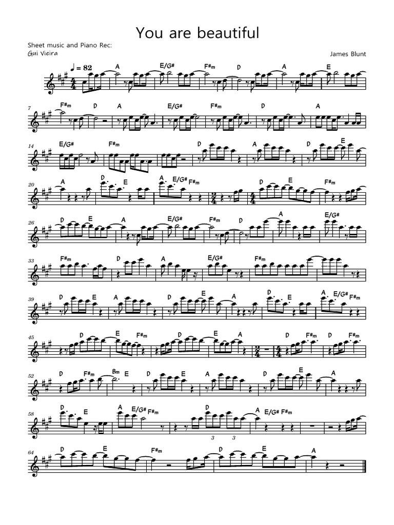 James Blunt "You Are Beautiful" Sheet Music | PDF