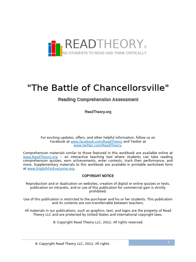 Chancellorsville Battle Reading Assessment | PDF | Battle Of ...