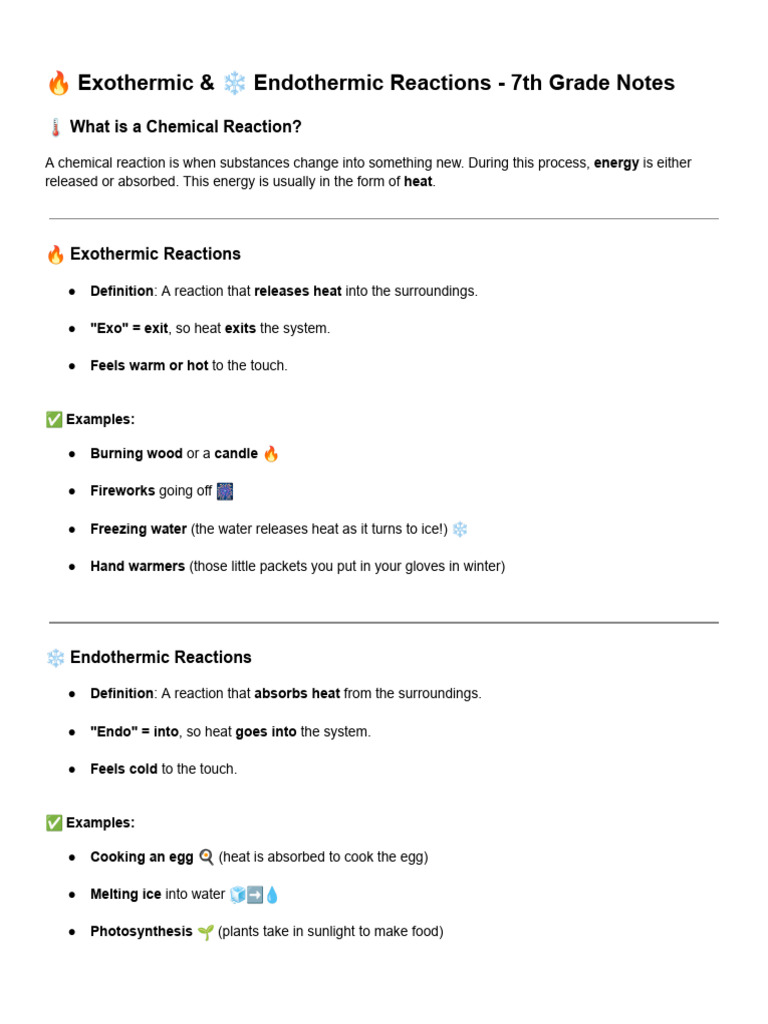 Exothermic vs Endothermic Reactions | PDF