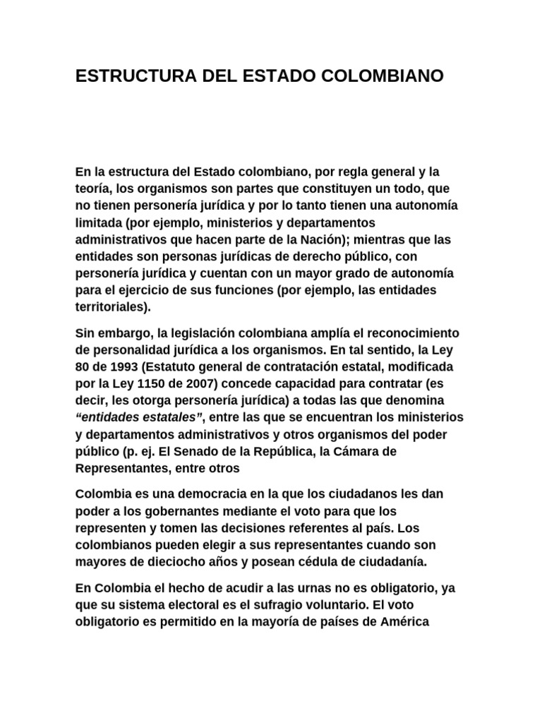 Estructura del Estado Colombiano | PDF | Judicaturas | Ministerio ...