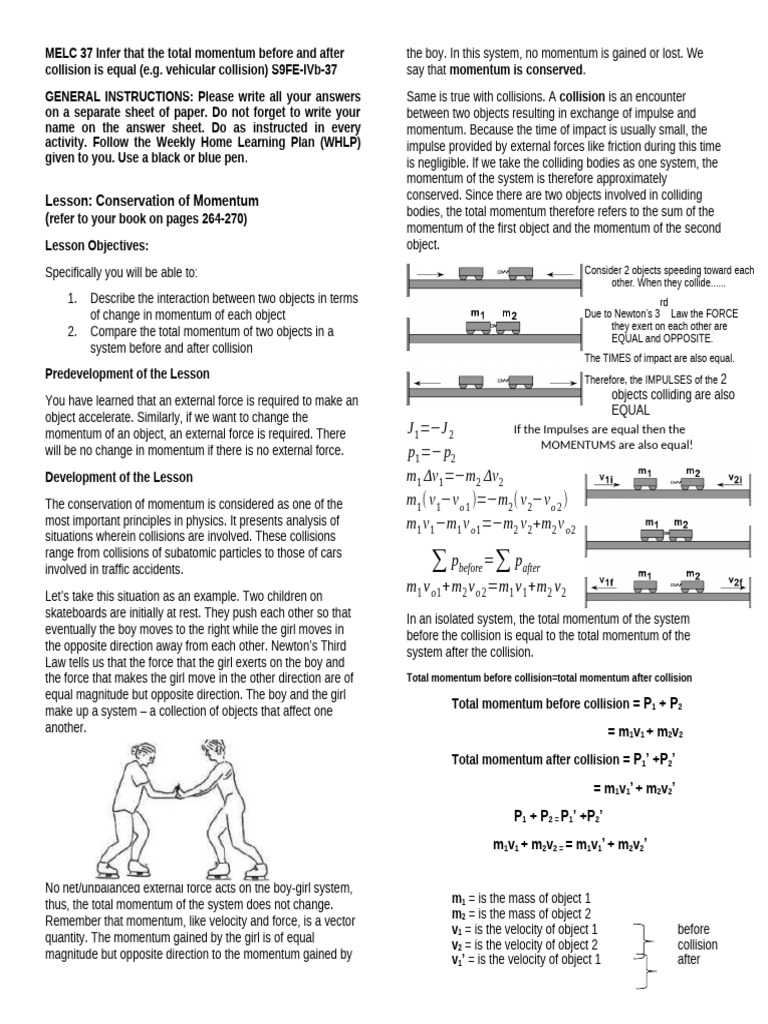 Conservation of Momentum in Collisions | PDF | Collision | Momentum
