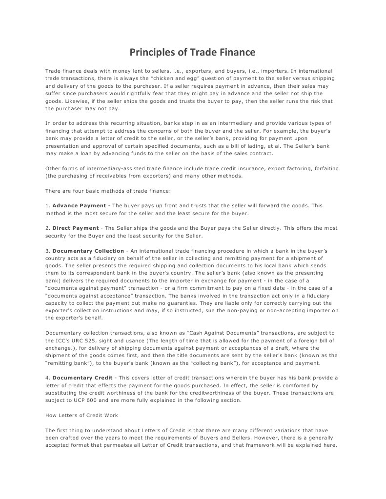 An In-Depth Explanation of Key Principles and Methods of Trade Finance ...