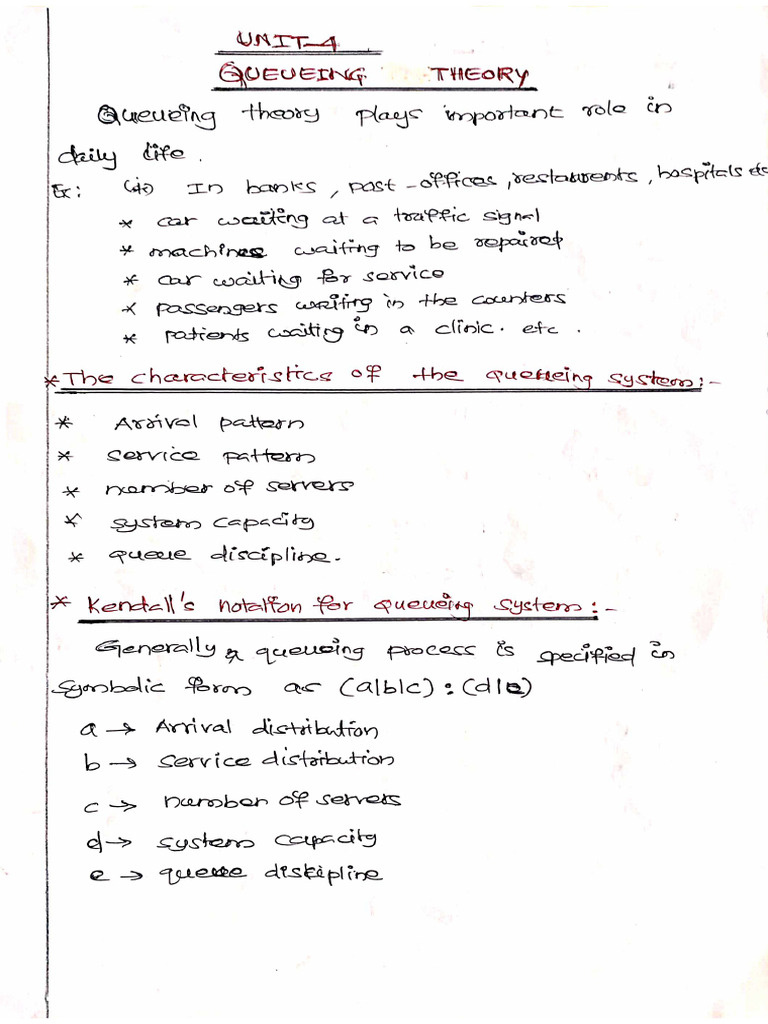 Unit-4 Queueing Theory Full Materials | PDF