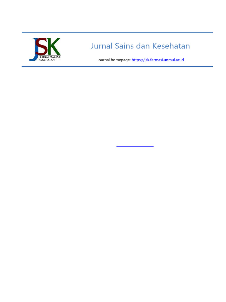 HTTPS://JSK - Jurnalfamul.com/ Jurnal Sains Dan Kesehatan (J. Sains Kes.) JSK Vol. 3 No. 2 (2021 ...