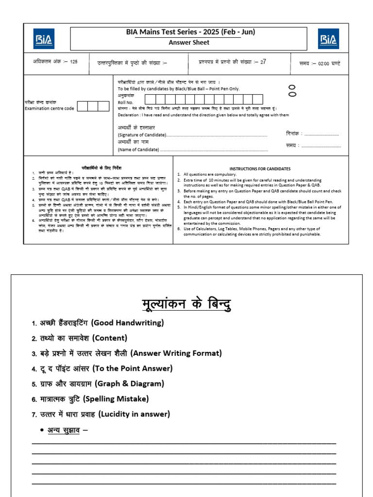 MT-15 I Human & Economic Geography (India + CG) - Answer Sheet F | PDF